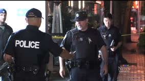 Police Officers and Vehicle at Shooting Scene - Film & Video Stock
